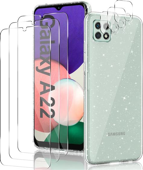 Guscase Coque pour Samsung Galaxy A22 5G avec 3 Verres Trempés