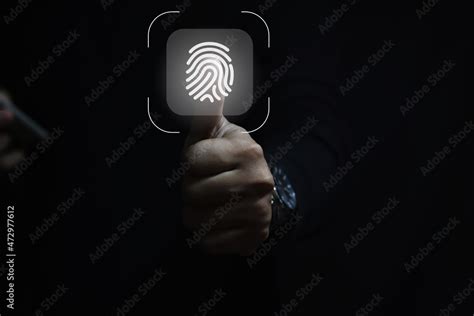 Businessman Scan Fingerprint Biometric Identity And Approval Concept Of The Future Of Security