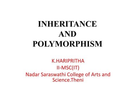 Inheritance And Polymorphism Ppt