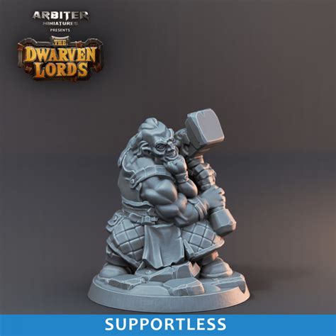 3d Printable Supportless Dwarf Blacksmith 01 By Arbiter Miniatures By