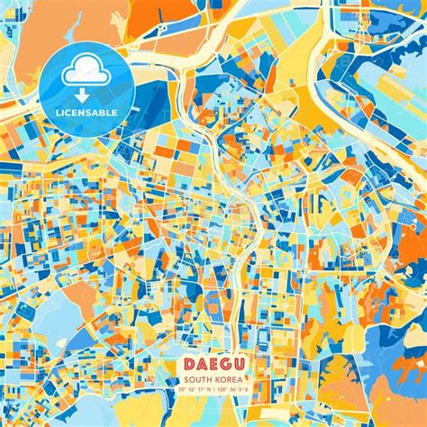 Daegu South Korea Blue And Orange Vector Art Map Template Hebstreits Vector Art Map Art Map