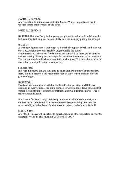 Planning Voiceover Script Final Docx Nutrition Healthy Living