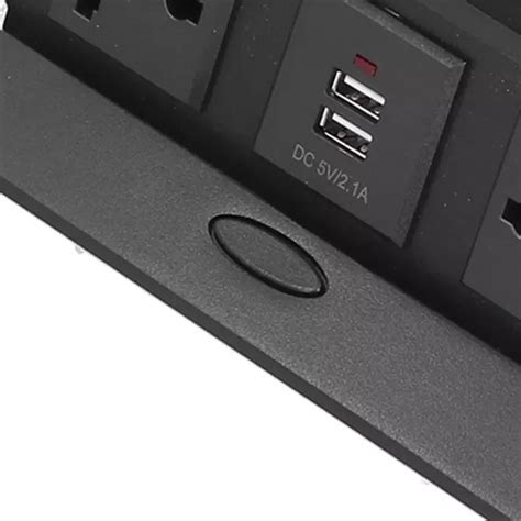 Table Socket Table Socket Socket With Usb Charging Slow Pop Up Black Aluminum Cover Meeting Room