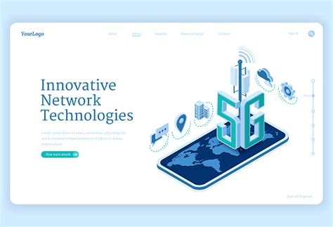 5g 網路技術等軸測著陸頁向量圖形及更多第五代行動通訊系統圖片 第五代行動通訊系統 等軸測投影 地圖 Istock