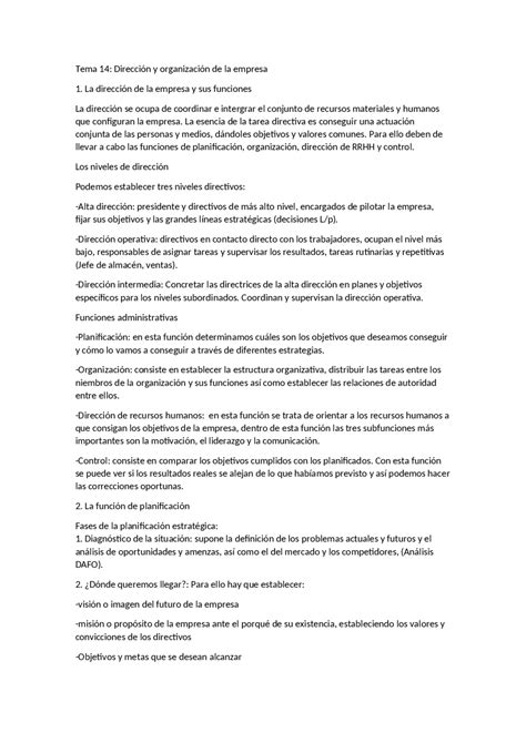 Resumen Tema 14 Libro Economía De La Empresa Sm Resúmenes De Economía