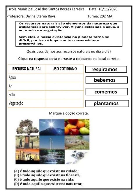 Recursos Naturais Exercise