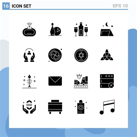 user interface pack of 16 basic solid glyphs of care tent alcohol