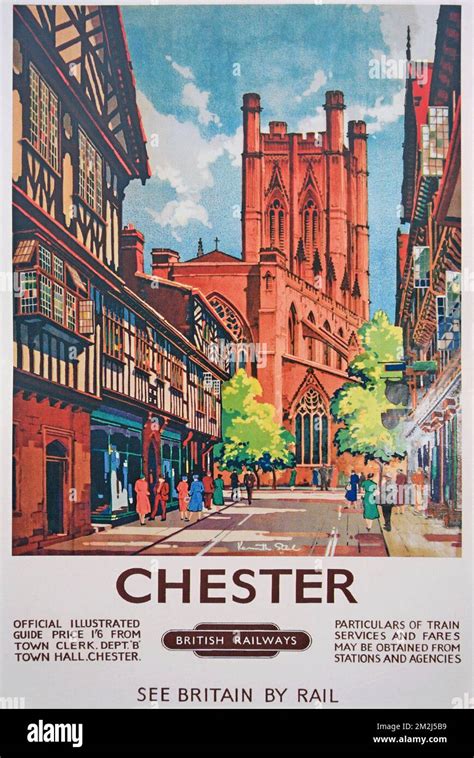 A Vintage British Railways Poster Advertising Rail Travel To Chester