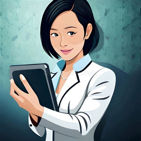 Businesswoman Using A Digital Tablet Generative Ai Stock Illustration Illustration Of Digital