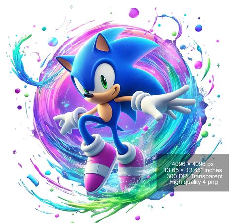 4 Png Sonic The Hedgehog Splash And Watercolor Digital Design Png File