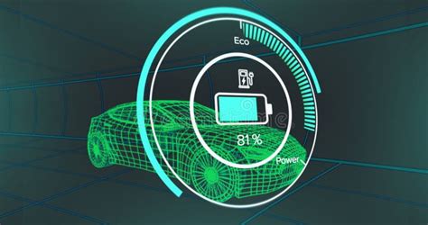 Image Of Speedometer Interface Over 3d Car Model In Seamless Tunnel On
