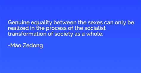 Genuine Equality Between The Sexes Can Only Be Realized In The Process