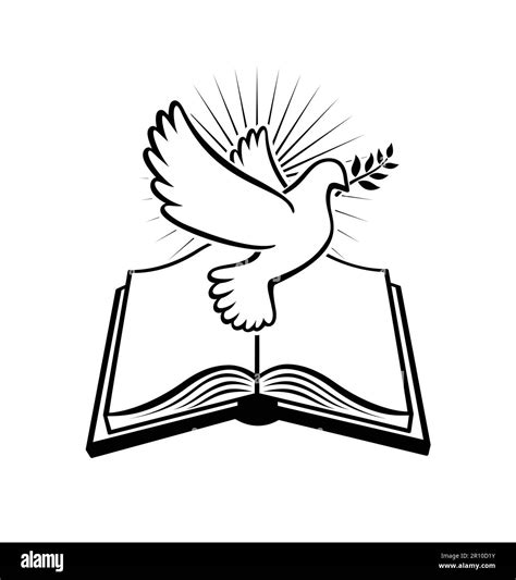 Hermosa Biblia Cristiana Abierta Santa Con El Vector Blanco Y Negro De