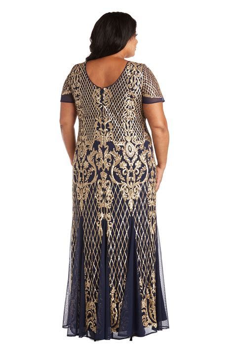 Navygold Randm Richards 7585w Long Formal Plus Size Dress For 10499