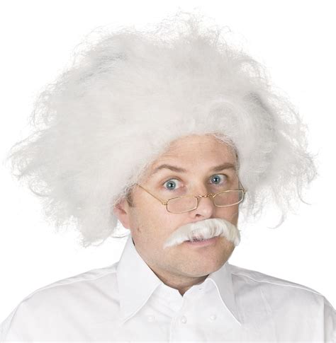 W411 Einstein White Wig And Moustache Set Mad Scientist Doctor