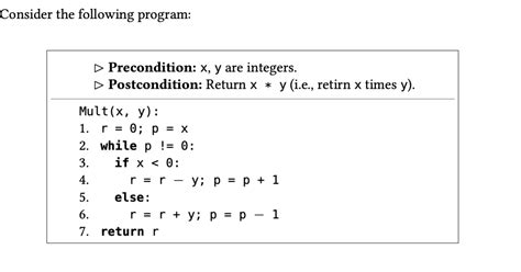 solved consider the following program d precondition x y
