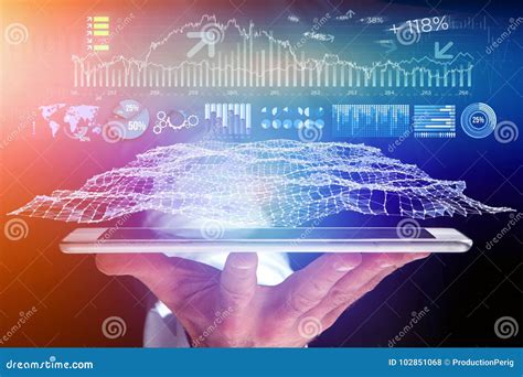 Trading Forex Data Interface On A Futuristic Tablet Interface Stock
