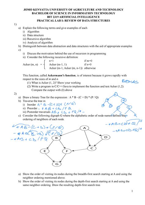 Bit Lab Practical I Review Of Data Structures Jomo Kenyatta