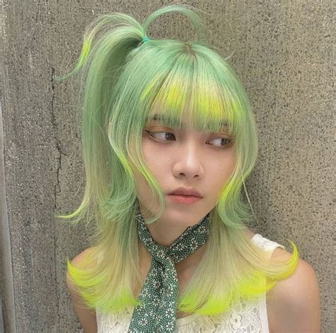 Neon Green Hair Frisuren Haare Mode Für Frauen