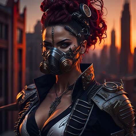 Premium Ai Image Cyberpunk Woman In A Futuristic Suit And Mask With