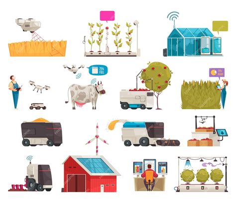 Premium Vector Smart Farm Set With Isolated Icons Of Plants With