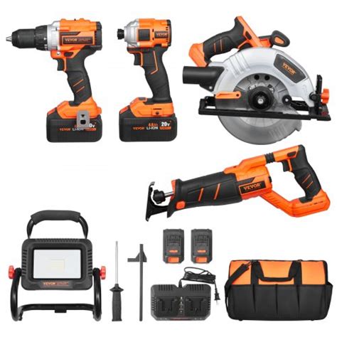 Tool Combo Kit 20v Brushless 5 Tool Cordless Power Tool Combo Kit With Batteries Vevor Us