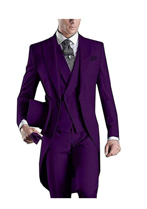 Mens White 3pc Long Tailcoat Suit Notch Lapel One Button Wedding Suits