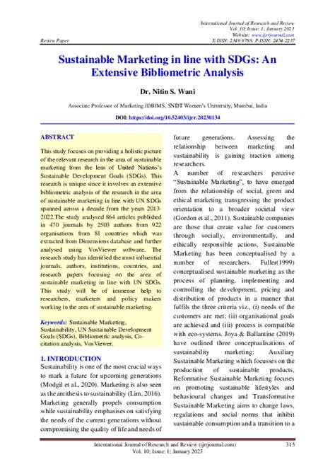 Pdf Sustainable Marketing In Line With Sdgs An Extensive Bibliometric Analysis