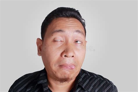 Asian Man Shows Ridiculous Drunk Facial Expression Stock Image Image