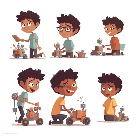 Premium Ai Image Multiple Different Animations Robot With His Friends