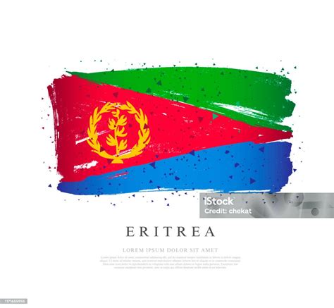 厄立特里亞國旗白色背景上的向量插圖筆觸向量圖形及更多刷圖片 刷 厄利垂亞 國家 地域 Istock
