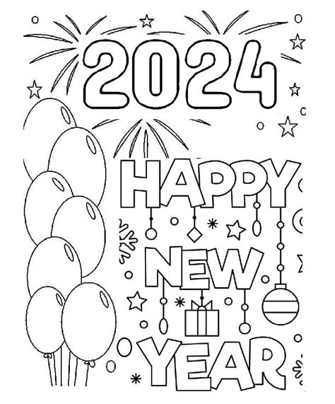 Dibujos de Año Nuevo 2024 para Colorear para Colorear Pintar e