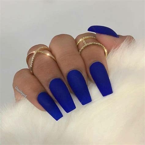 Untitled Blue Acrylic Nails Blue Matte Nails Blue Coffin Nails