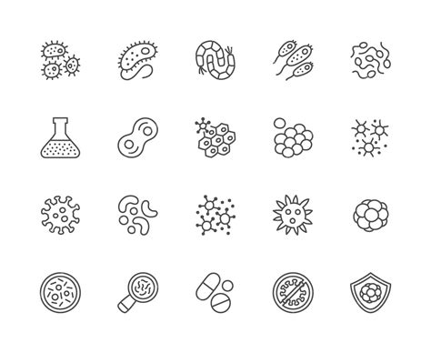Premium Vector Set Of Bacteria Line Icons Microbe Germ Cell Caviar Immune System And More