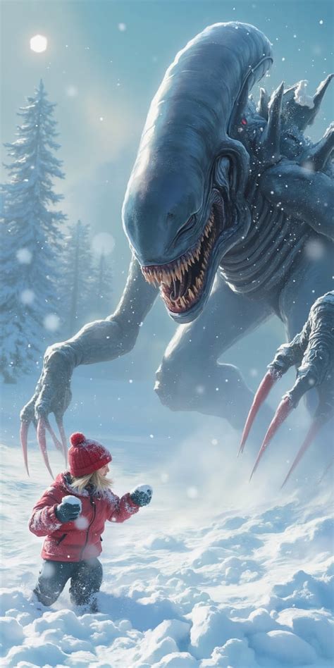 Snowball Fight Xenomorph Vs K Image Created By Untuned Paranoia Tensor Art