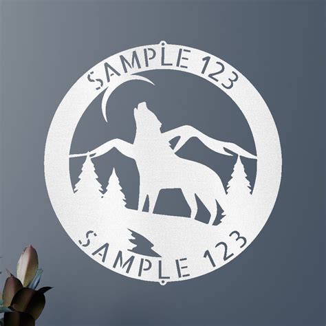 Personalized Howling Grey Wolf Monogram Metal Wall Art Sign Precious Engraved