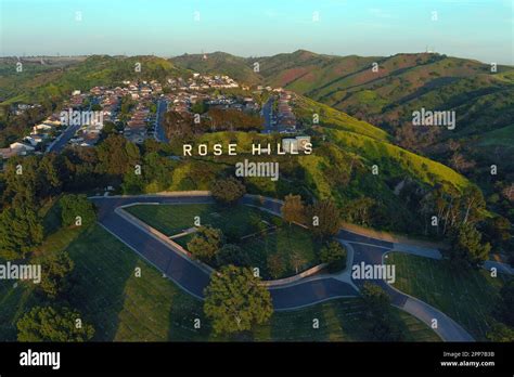 An Aerial View Rose Hills Memorial Park Mortuary Cemetery Hi Res Stock
