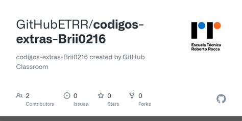 GitHub GitHubETRR Codigos Extras Brii Codigos Extras Brii Created By GitHub Classroom