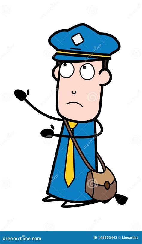 Bagging Postman Cartoon Courier Guy Vector Illustration Stock