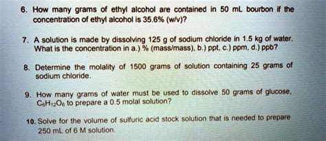 SOLVED How Many Grams Of Ethyl Alcohol Are Contained In 50 ML Bourbon