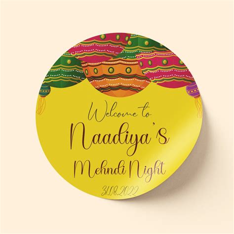Dholki Sangeet Mehndi Stickers Wedding Stickers Nikkah Stickers Wedding Favour Stickers