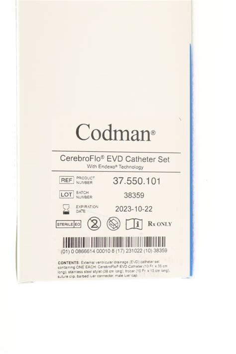 New Integra 37 550 101 Expired Eaches Codman Cerebroflo Evd