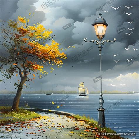 Ai创作图路灯无框画 湖边路灯 湖畔湖边路灯 街灯装饰画 河边路灯 路灯长椅场景 乌云与灯 唯美路灯 古典路灯夜景 树下路灯 秋天风景插画 大海秋天装饰画 灯笼景观 意境风景画插画中堂画 江边