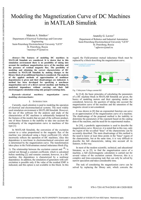 Pdf Modeling The Magnetization Curve Of Dc Machines In Matlab Simulink