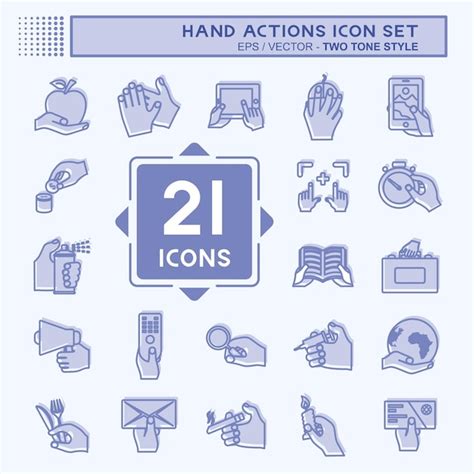 Premium Vector Icon Set Hand Actions Suitable For Hand Actions Symbol Two Tone Style Design