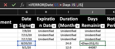 Days Remaining Based Off A Contract Start Date And Duration Rexcel