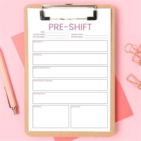 Pre Shift Template Best Templates Resources