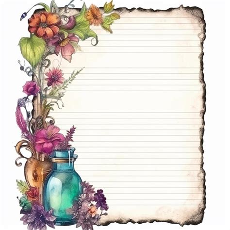 A Close Up Of A Notepad With A Vase Of Flowers And A Jar Of Flowers Generative Ai Premium AI