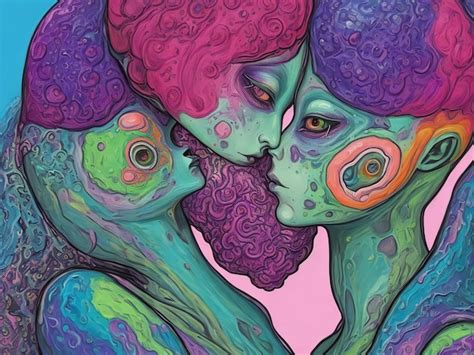 Pintura Expresiva De Francesca Sundsten De Dos Extrañas Criaturas