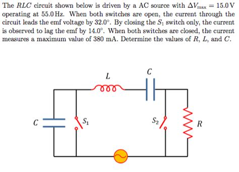 Solved The RLC circuit shown below is driven by a AC source | Chegg.com